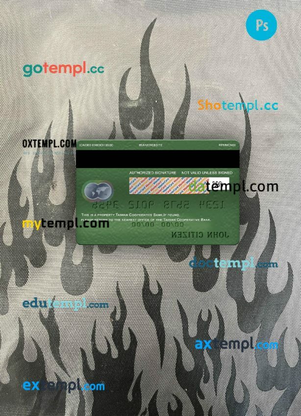 Taiwan Cooperative Bank mastercard PSD scan and photo taken image, 2 in 1