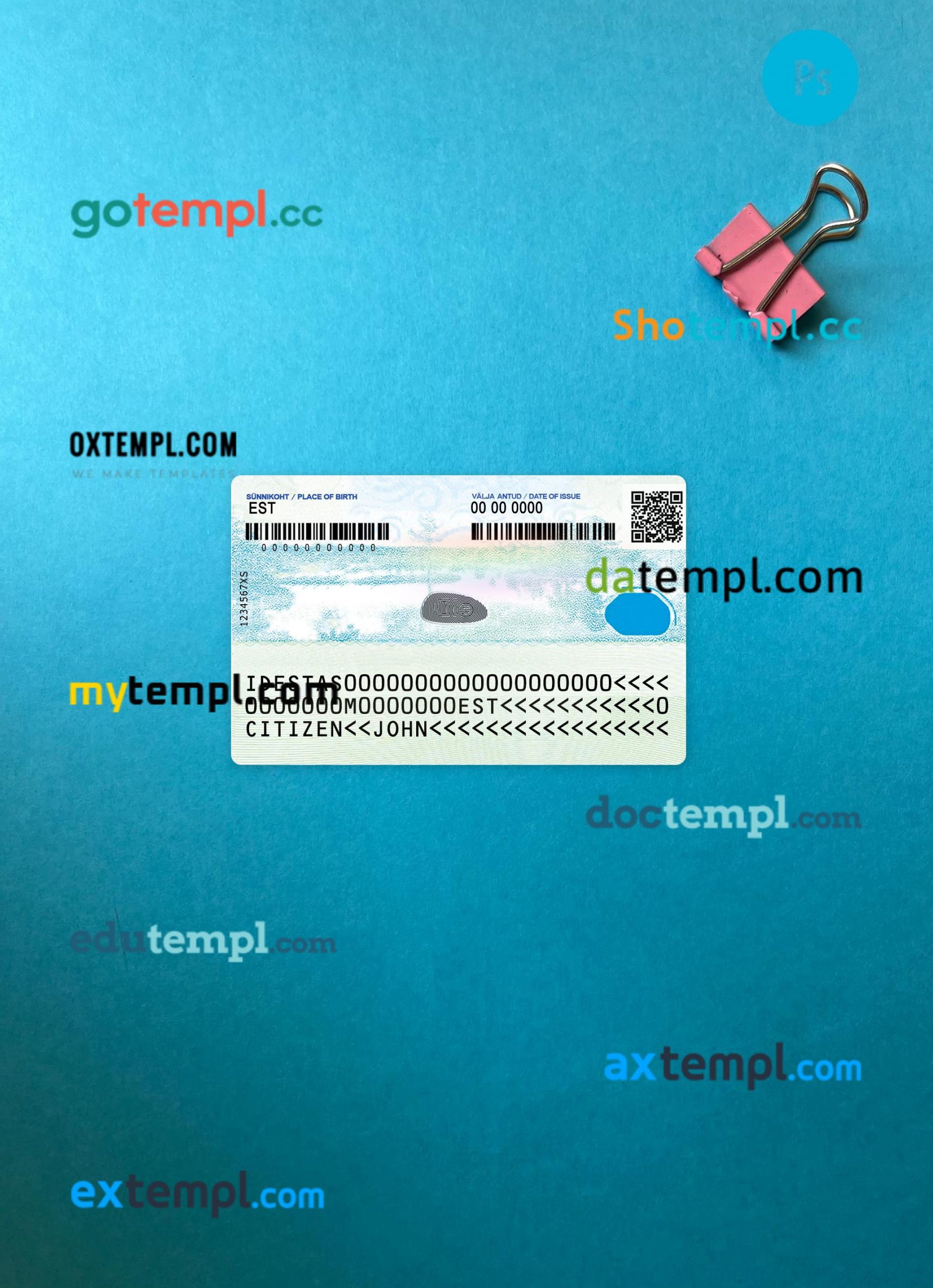 Estonia ID card editable PSDs, scan and photo-realistic snapshot, 2018 ...