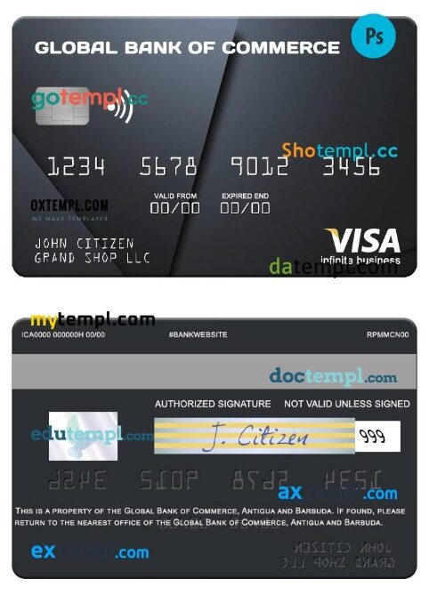 Antigua and Barbuda Global Bank of Commerce visa infinite business card ...