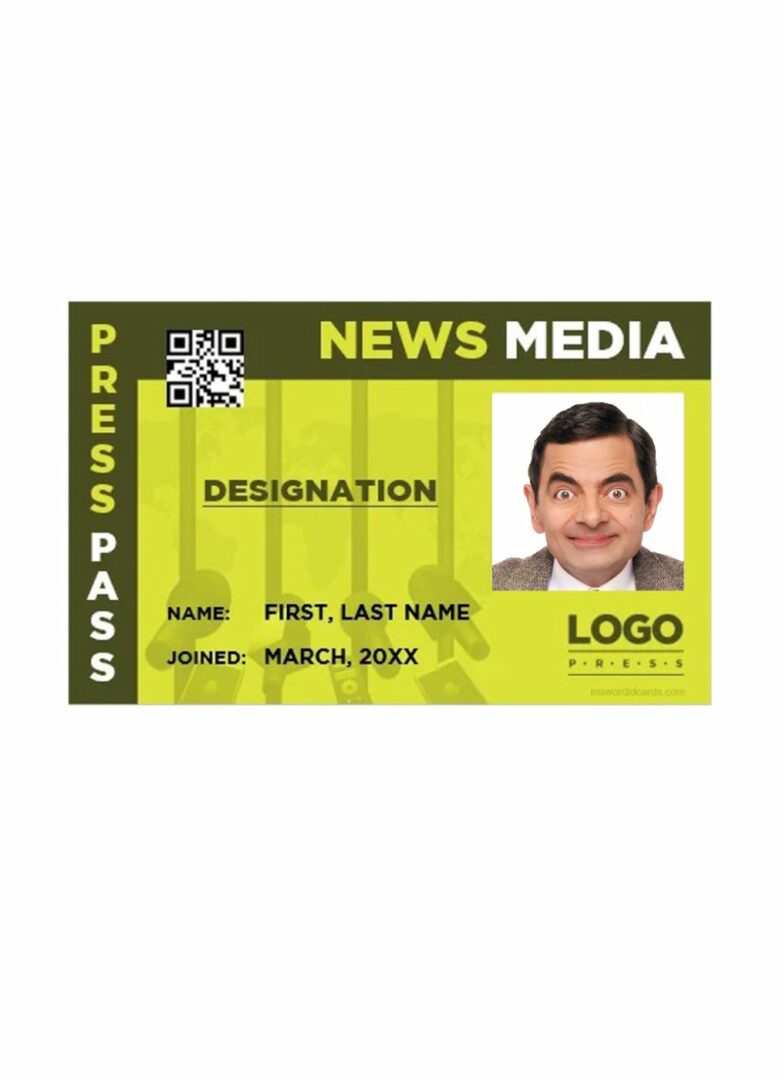 Any news media pass documentation template in PSD format