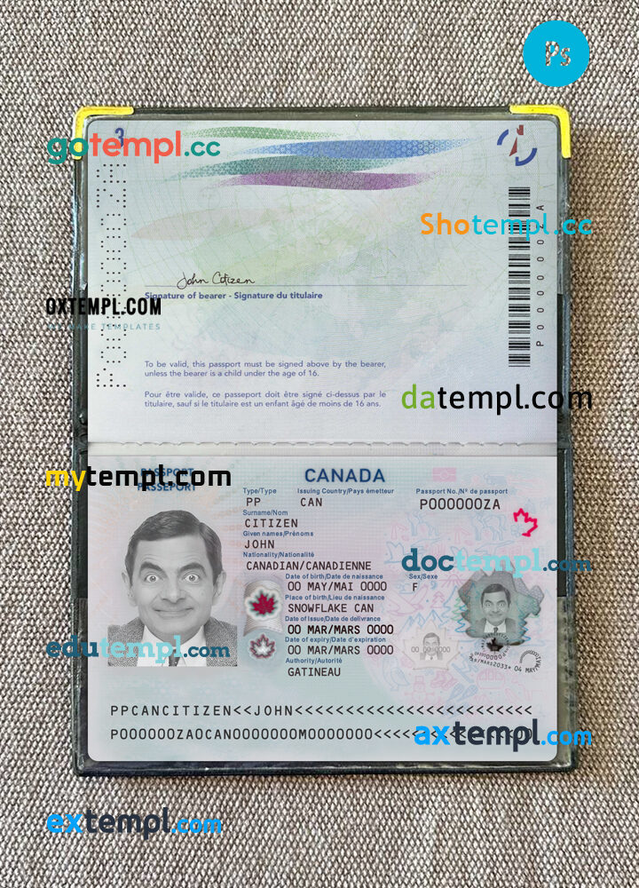 Canada passport PSD files, editable scan and photo-realistic look ...
