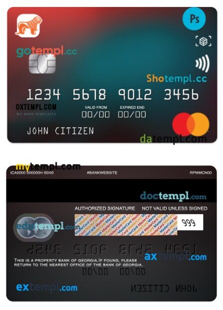 Georgia Bank of Georgia standart mastercard template in PSD format