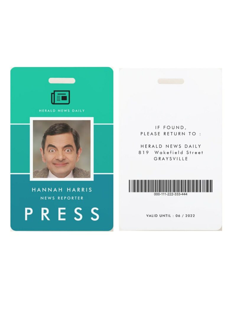 News reporter access badge template in PSD format