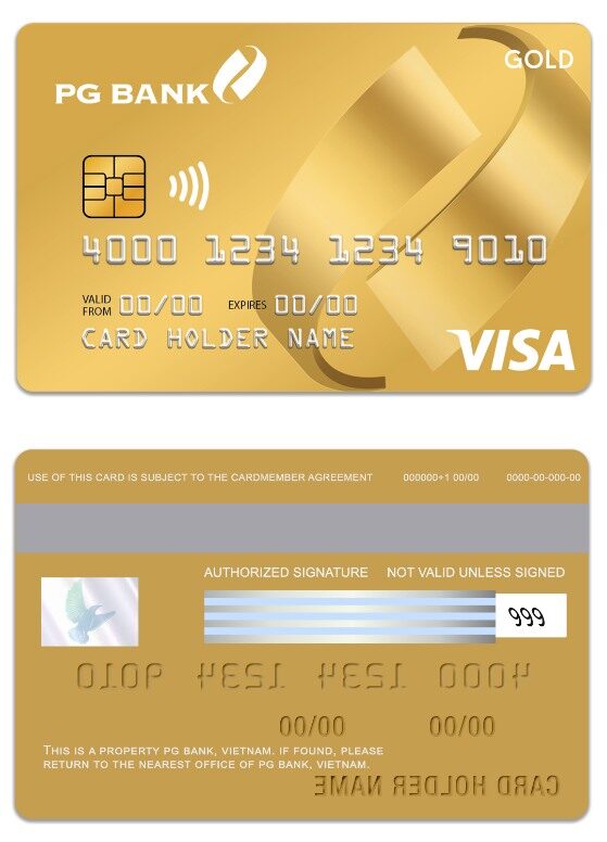 Vietnam PG Bank visa credit gold card template in PSD format