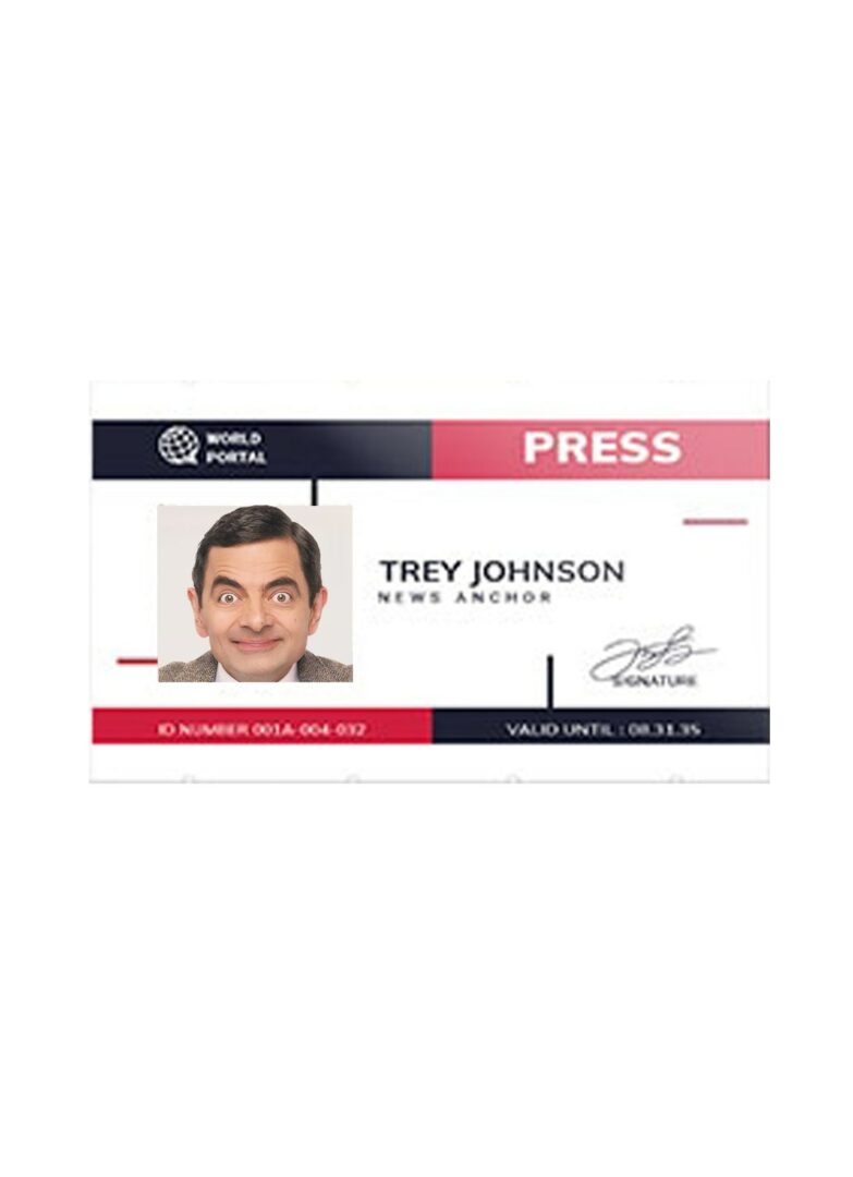 World portal media pass card template in PSD format