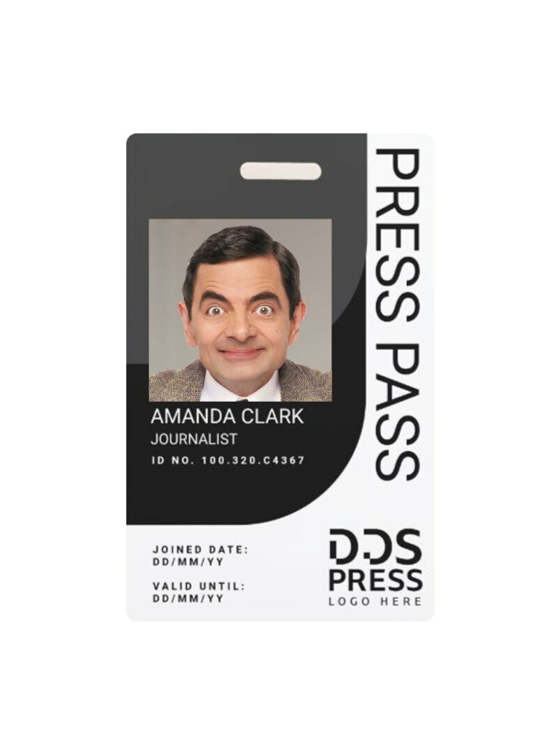 DDS press company pass card template in PSD format