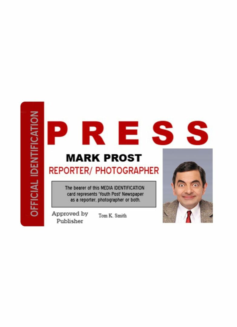 Press photographer official identification template in PSD format