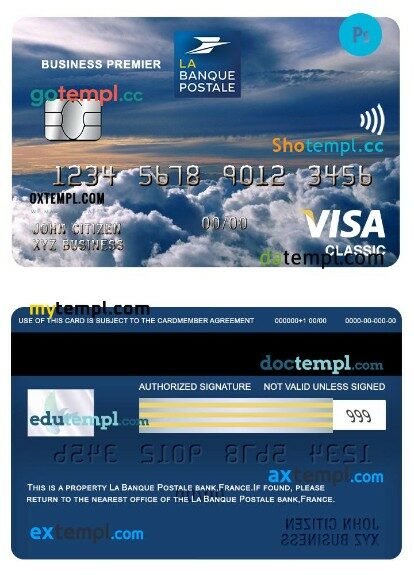 France La Banque Postale bank business premier visa classic card ...