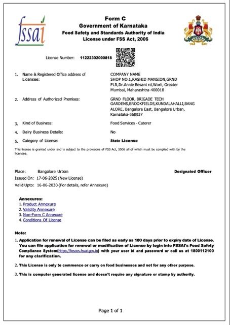 India Karnataka trading license Word and PDF template