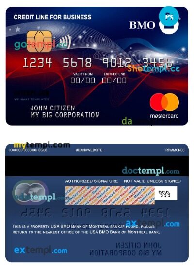 USA BMO Bank of Montreal bank credit line for business mastercard ...