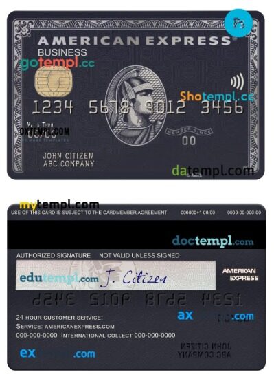 USA JP Morgan Chase bank american express business black card template ...